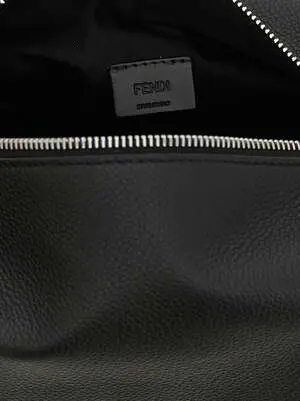Fendi Lui Grained Calf Leather Beauty Case With Ff Appliqu - Black
