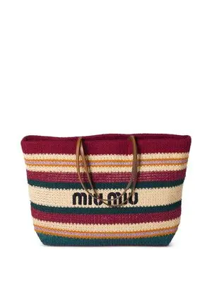 Miu Miu Raffia-effect Woven Tote Bag - Multicolor