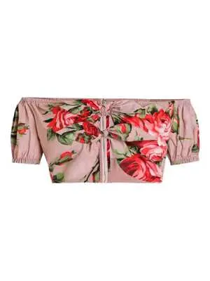 Dolce & Gabbana Off-the-shoulder Floral Print Top - Multicolor