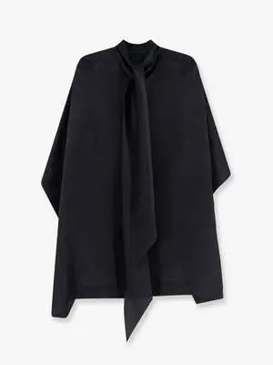 Alberta Ferretti Black Silk Cape - Multicolor