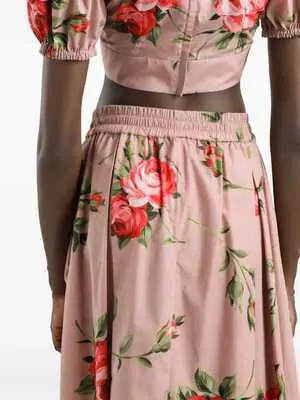 Dolce & Gabbana Floral Pleated Cotton Midi Skirt - Multicolor