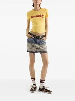 Dolce & Gabbana Denim Miniskirt With Lace Inserts