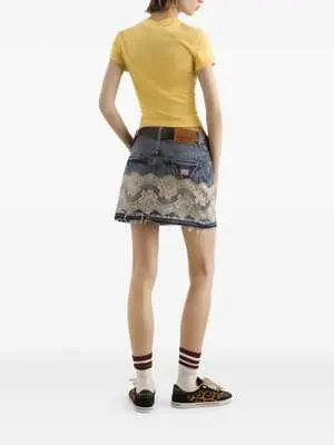 Dolce & Gabbana Denim Miniskirt With Lace Inserts