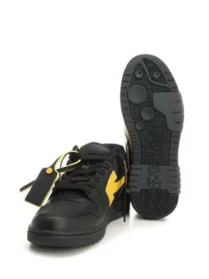 Off-White Out Of Office" Sneaker With Yellow Detailing - Black