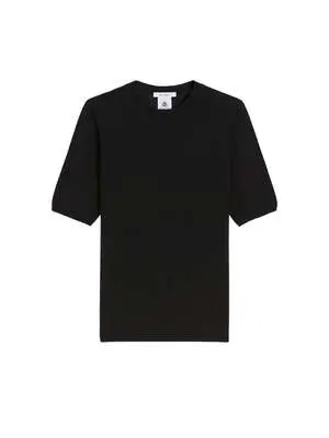 Max Mara Virgin Wool Slim Fit Crew Neck Short Sleeve Sweater