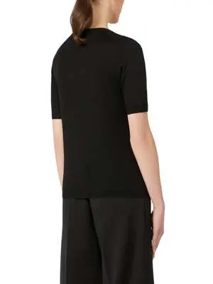 Max Mara Virgin Wool Slim Fit Crew Neck Short Sleeve Sweater