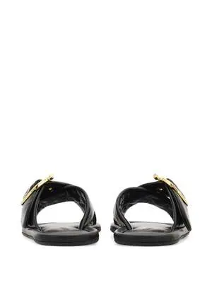 FERRAGAMO Nappa Leather Slide With Gancio Buckle - Black