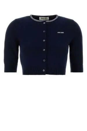 Miu Miu Navy Cotton Cardigan - Blue