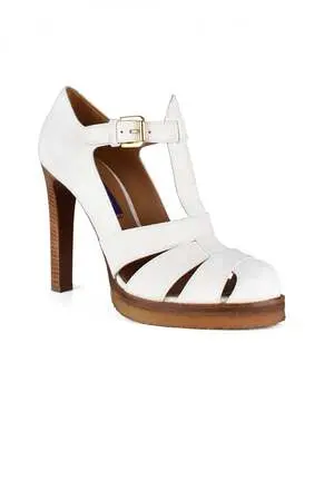 Ralph Lauren Suede T-strap Heeled Sandals