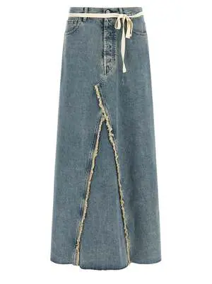 MAISON MARGIELA Raw Hem Denim Maxi Skirt