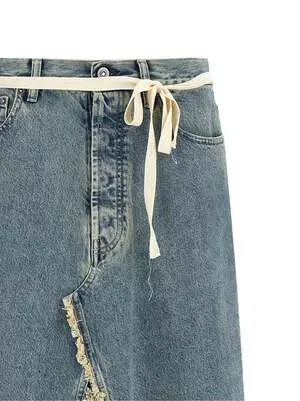 MAISON MARGIELA Raw Hem Denim Maxi Skirt
