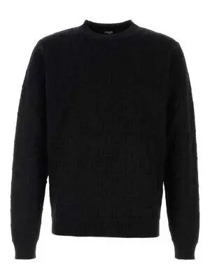 Fendi Ff Patterned Cotton Sweater - Black