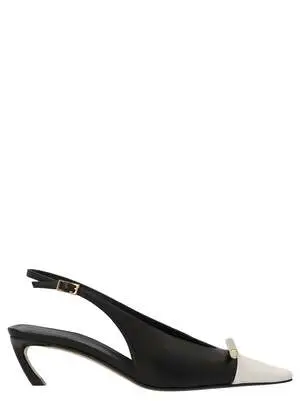 LANVIN Two-tone Leather Slingbacks With Metal Detail - Multicolor