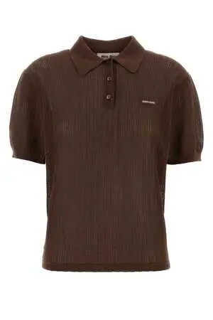 Miu Miu Chocolate Cotton Knit Polo Shirt