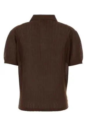 Miu Miu Chocolate Cotton Knit Polo Shirt