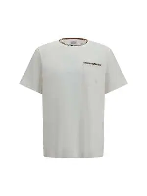 Burberry Cotton T-shirt With Check Trims - White