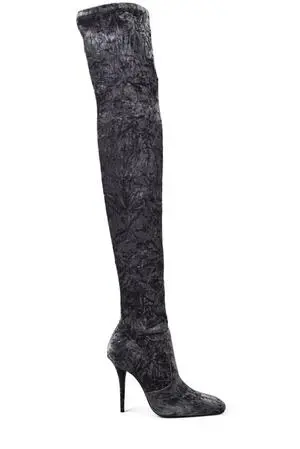 SAINT LAURENT SAINT LAURENT Talia Velvet Thigh-High Stiletto Boots
