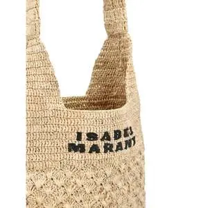Isabel Marant Étoile Raffia Tote Bag With Logo Lettering