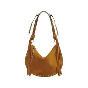 Isabel Marant Étoile Suede Shoulder Bag With Fringe And Studs - Brown