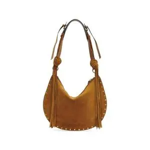 Isabel Marant Étoile Suede Shoulder Bag With Fringe And Studs - Brown