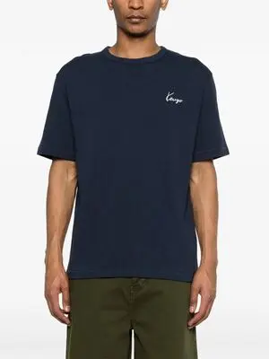 Kenzo Archive Rose` Embroidered Outlined Cotton T-shirt
