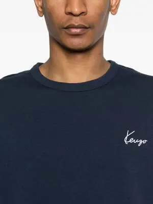 Kenzo Archive Rose` Embroidered Outlined Cotton T-shirt
