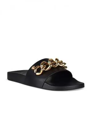 Versace Chain Detail Slides - Black