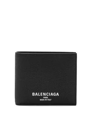Balenciaga Hammered Leather Bi-fold Wallet - Black