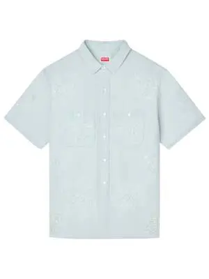 Kenzo Cartoon` Embroidered Short Sleeve Shirt - Blue