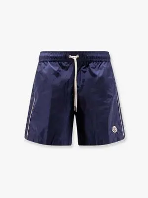 Moncler Nylon Swim Shorts With Logo Patch - Multicolor