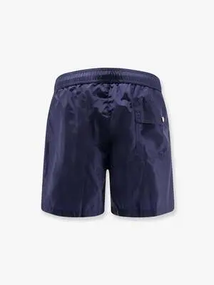 Moncler Nylon Swim Shorts With Logo Patch - Multicolor