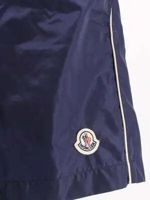 Moncler Nylon Swim Shorts With Logo Patch - Multicolor