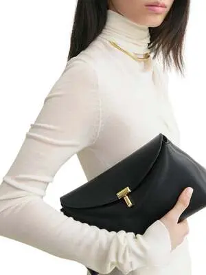 TOTEME Smooth Calfskin T-lock Bag - Black