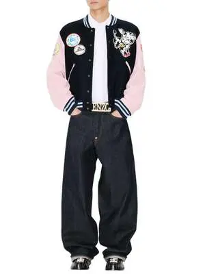 Kenzo Embroidered Wool Varsity Jacket With Badges
