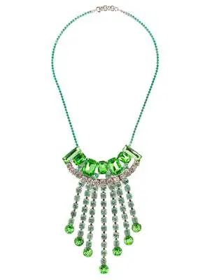 Dries Van Noten Statement Brass And Strass Necklace - Green