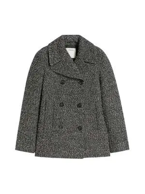 Sportmax Double-breasted Textured Wool Blend Jacket - Black
