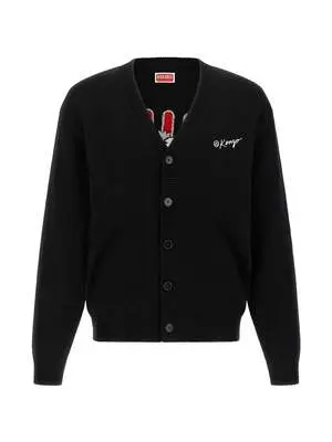 Kenzo KENZO Wild Tiger Wool And Cotton Cardigan Black