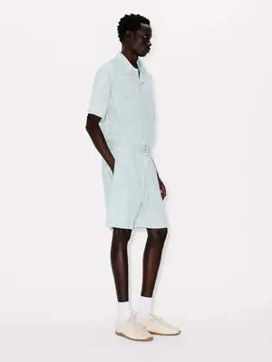 Kenzo Straight Shorts In Stone Bleach Chambray