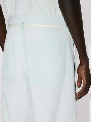 Kenzo Straight Shorts In Stone Bleach Chambray