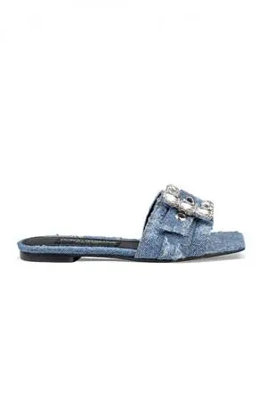 Dolce & Gabbana Dolce & Gabbana Embellished Patchwork Denim Slides Blue