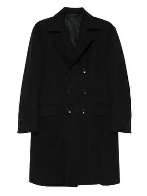 Kiton Double-breasted Cashmere Coat - Black