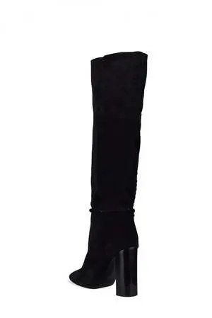 Saint Laurent Suede Studded Knee-high Boots