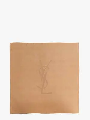 Saint Laurent Saint Laurent Women Cassandre Silk Scarf Brown