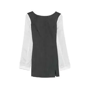 Our Legacy Pinstripe Long Sleeve Mini Dress - Gray