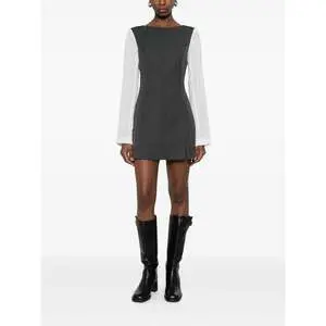 Our Legacy Pinstripe Long Sleeve Mini Dress - Gray