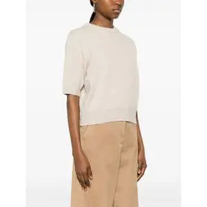 Brunello Cucinelli Cashmere Crew Neck Short Sleeve Jumper - Cream