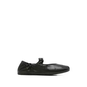 Miu Miu Leather Ballerina Flats With Ruched Detail