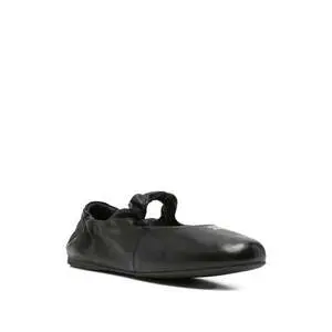 Miu Miu Leather Ballerina Flats With Ruched Detail