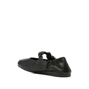 Miu Miu Leather Ballerina Flats With Ruched Detail