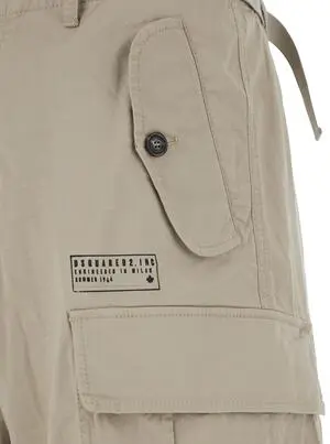 Dsquared2 Beige Cotton Wide-leg Cargo Shorts - Multicolor